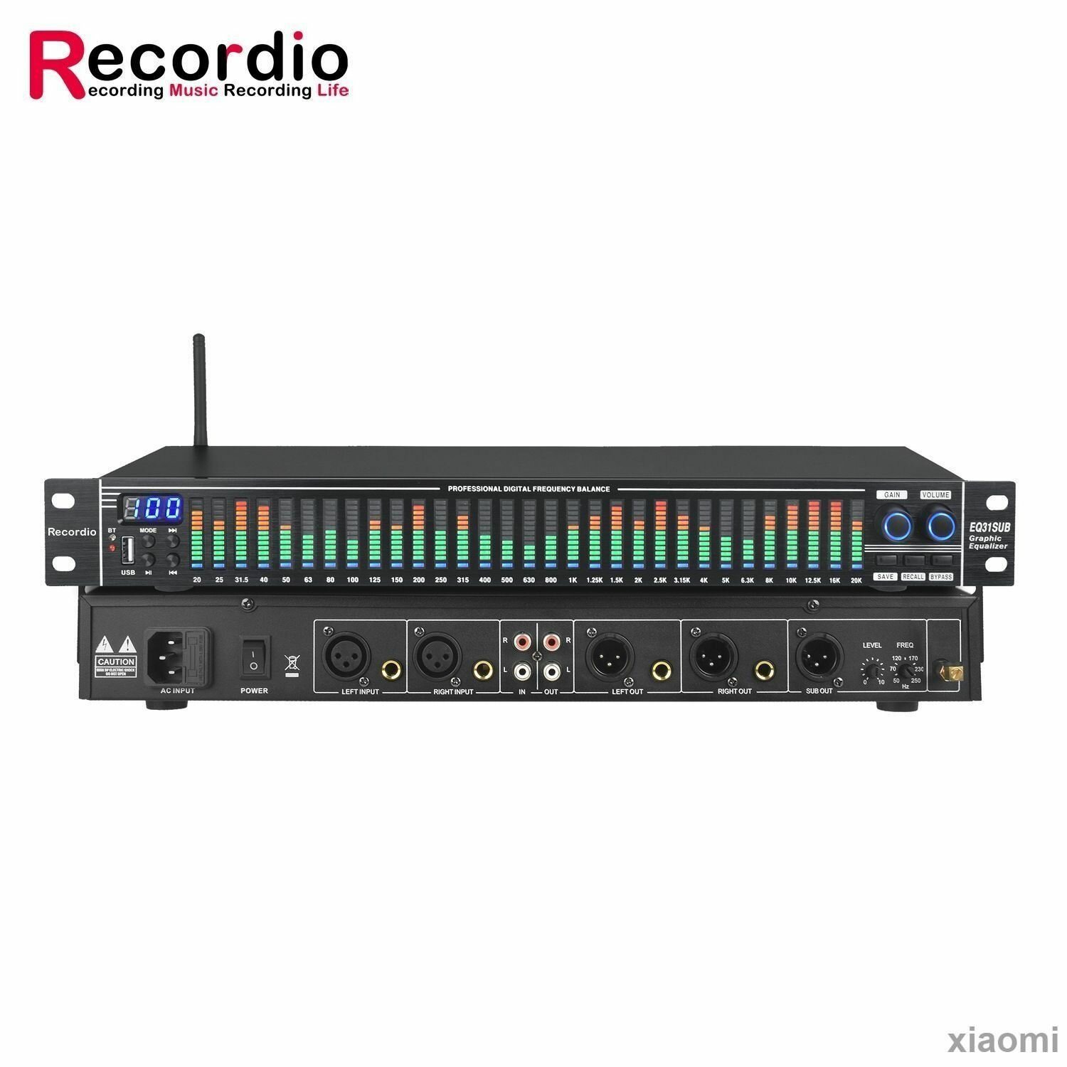 Графический эквалайзер Аудио-цифровой контроллер эффектов/5.0 Bluetooth/USB, золотой /31 полоса спектра Снижение шума. Вывод звука высокой четкости