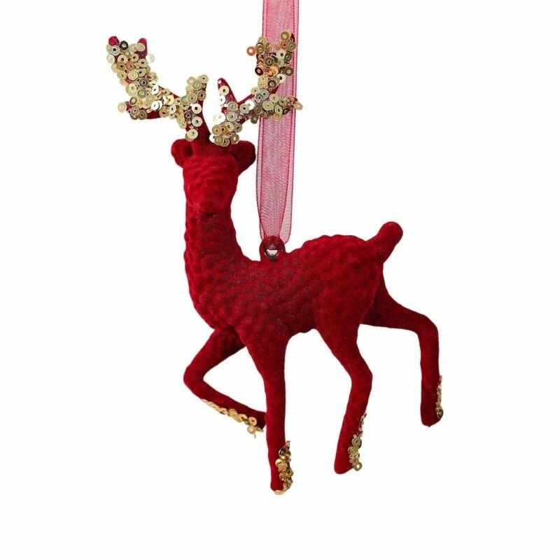 Рождественское украшение винно-красная стекающаяся гирлянда с бантом и подвеской в виде Лося-поворачивающийся Лось