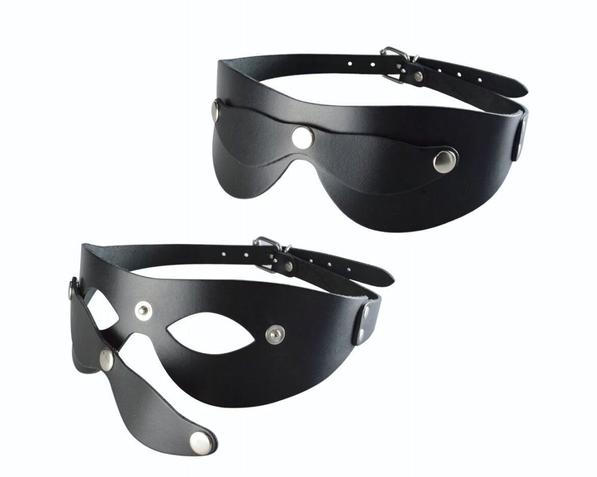 Маска для сна кожаная черная Sitabella, натуральная кожа, регулируемая пряжка, комфорт и надежность для взрослых