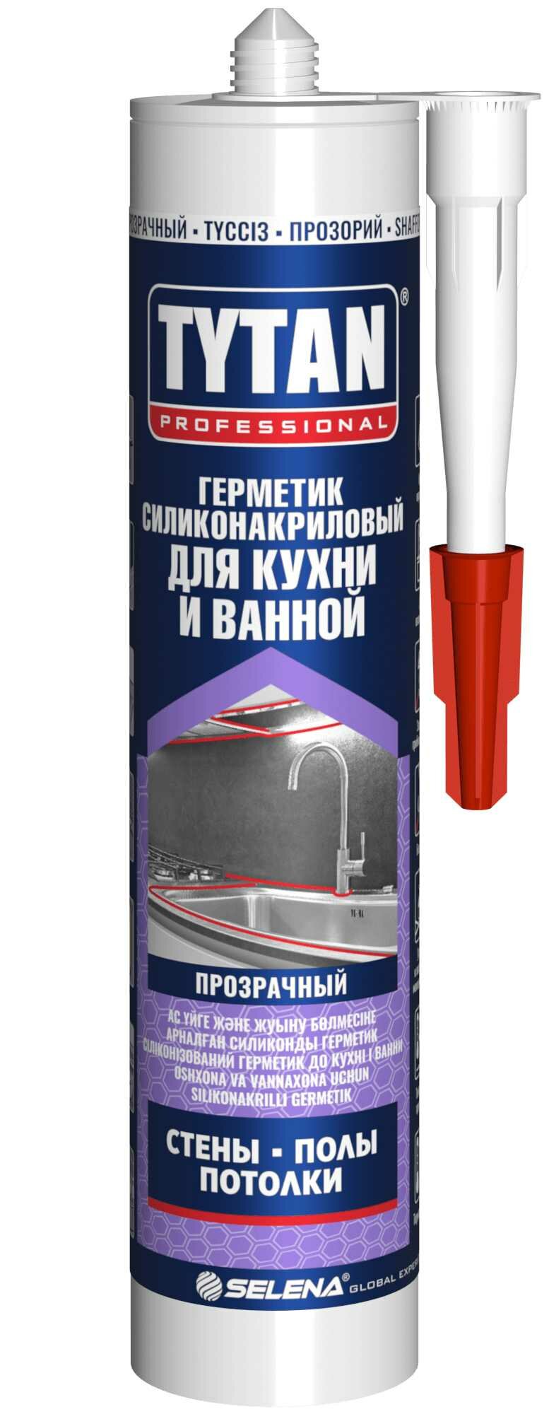 TYTAN PROFESSIONAL герметик силиконакрил. Для кухни И ванной белый 280 МЛ (12) 245341