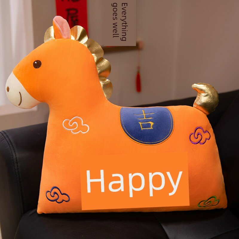 Милая плюшевая игрушка «Счастливая лошадь», подушка для сна, мягкая игрушка, талисман года Лошади, большая кукла,