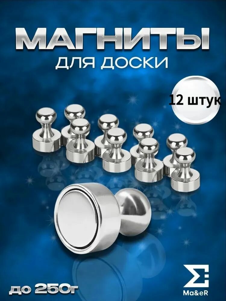 Магниты для холодильника / набор магнитов для доски из 12 штук в металлическом хромированном корпусе