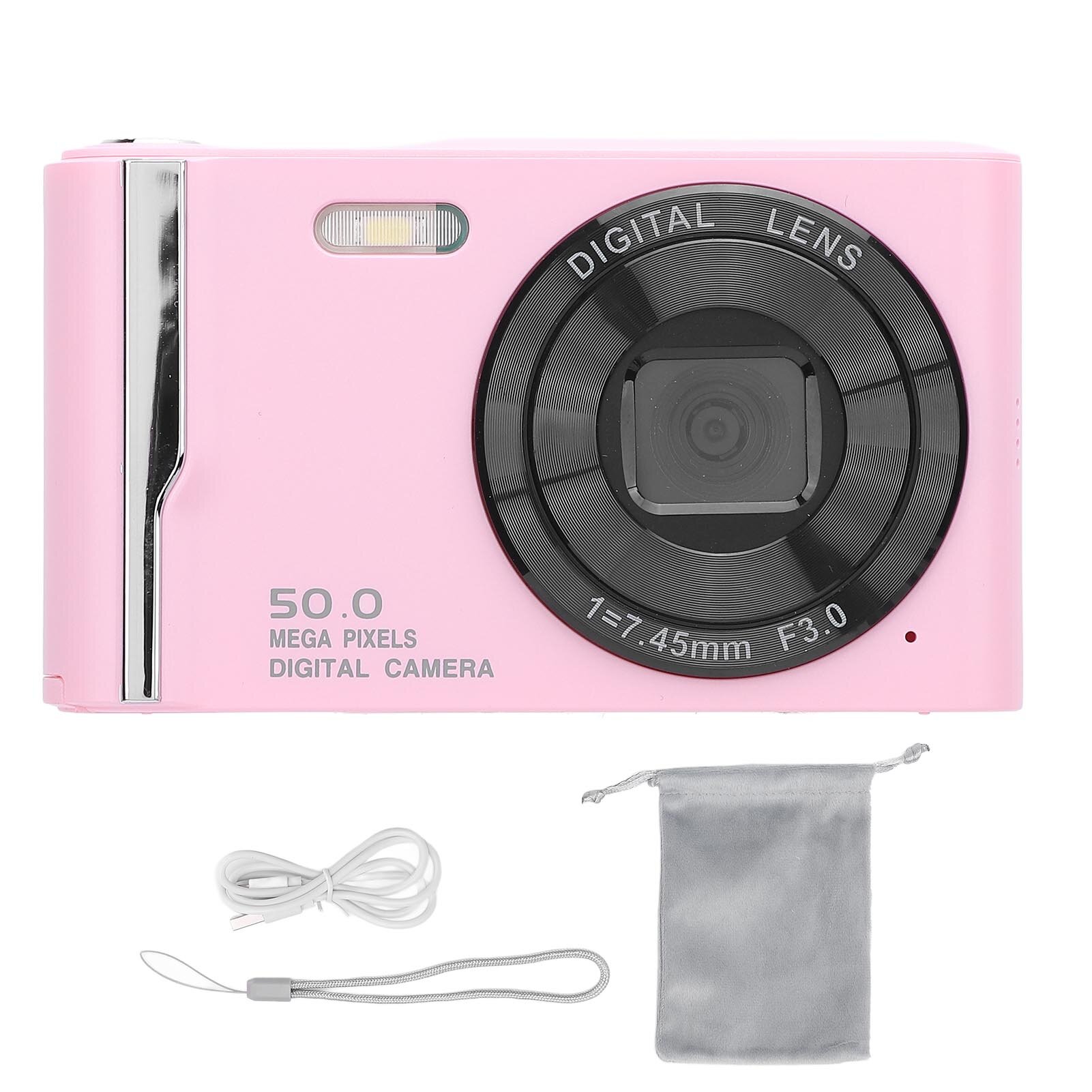 4K 50MP цифровая камера HD 16x цифровой зум 2.8 дюймов ЖК-экран Anti Shake автофокус ретро компактная маленькая камера со вспышкой для путешествий розоватый