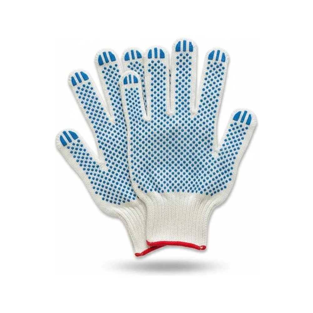 Рабочие перчатки волга полимер ХБ+ПВХ, 10 пар Т1732, из ПВХ и хлопка, с резиновой манжетой для механической защиты