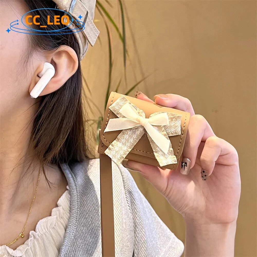 Кожаный чехол для JBL Wave Beam / Wave200 TWS с бантом JBL Wave Beam, 2