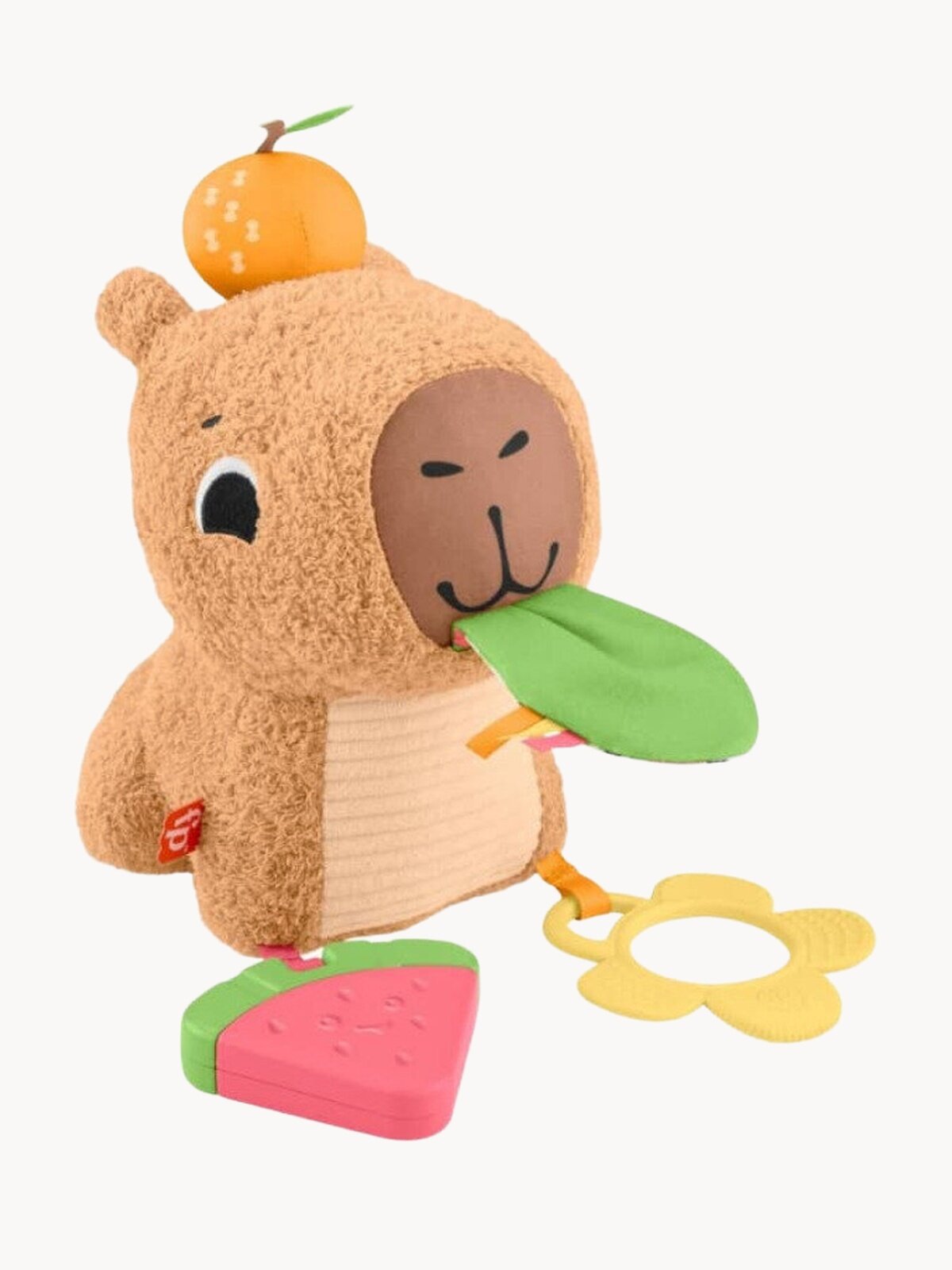 Развивающая игрушка Mattel Fisher-Price Капибара с прорезывателем и погремушкой HYR54 23.5 см, разноцветный