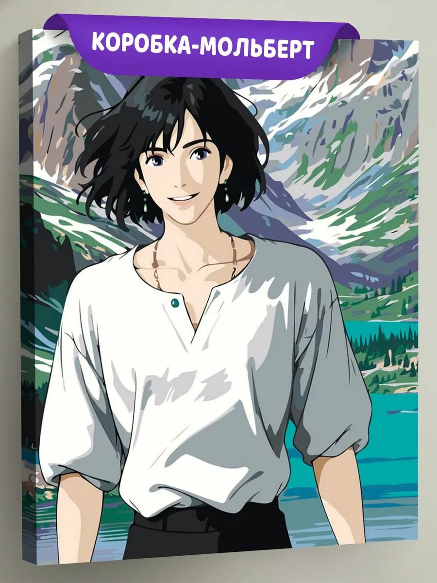 Картина по номерам на холсте с подрамником 40x50 "Миядзаки аниме: Ходячий замок, Хаул арт", Мужчина