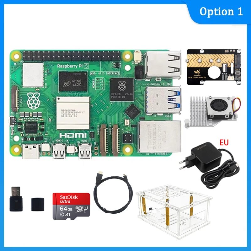 Raspberry Pi 5 Option 1, 16GB, комплект для разработчика