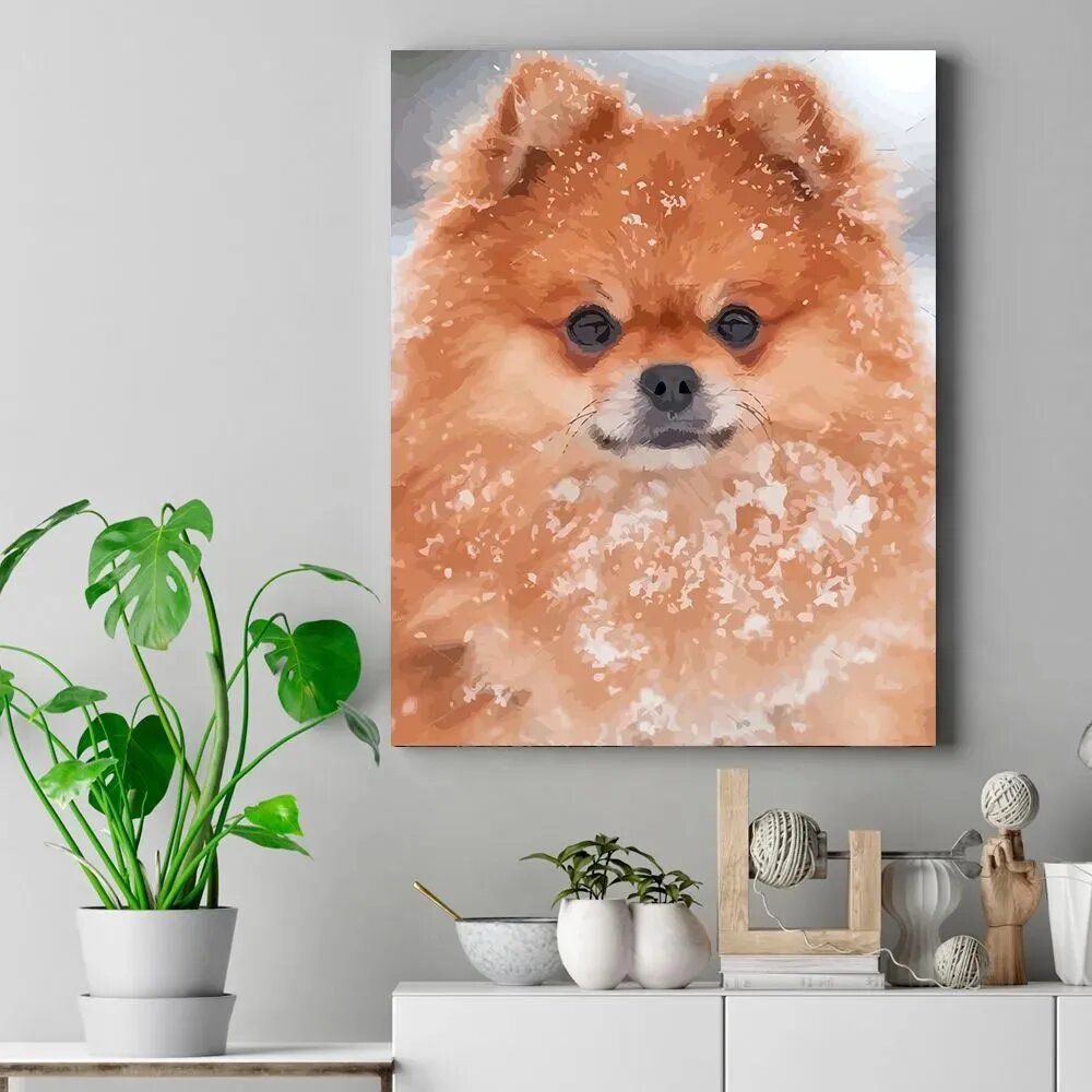 Алмазная Мозаика "Шпиц" 40х50 См Алмазная Вышивка / Картина Стразами Подарков / Украшения