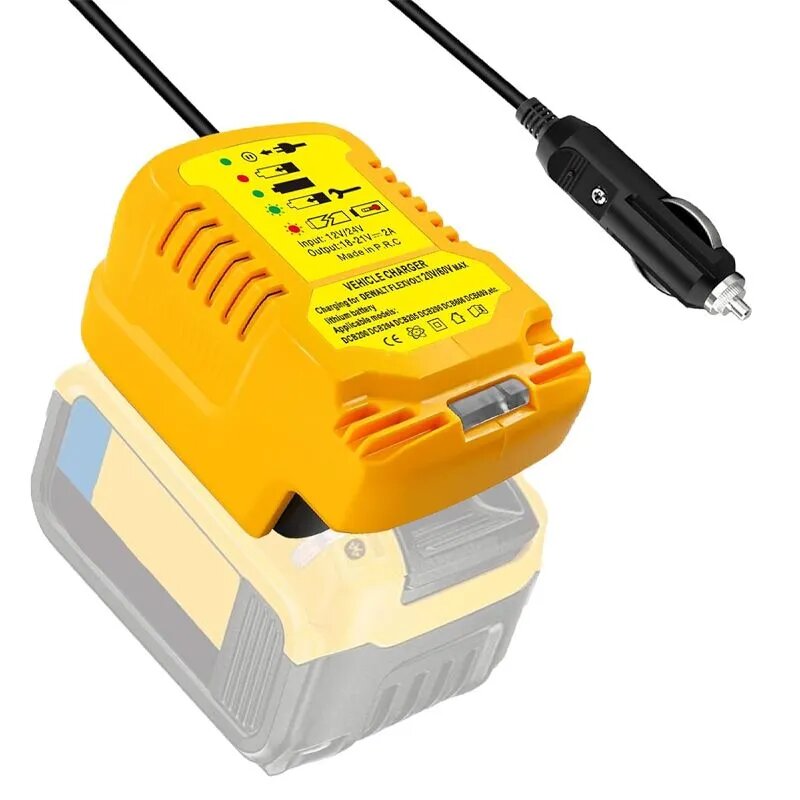 Автомобильное зарядное устройство Литиевые аккумуляторы Совместим с Dewalt 18 В С портативной вилкой прикуривателя