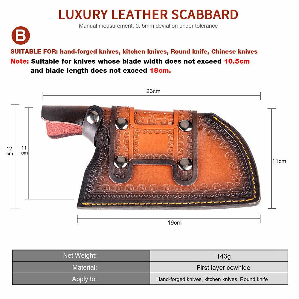 Высококачественный чехол для кухонного ножа, чехол для ножа из натуральной кожи, круглый нож, нож для нарезки и рубки, кованый нож, чехол для ножа из коровьей кожи, хранение ножей