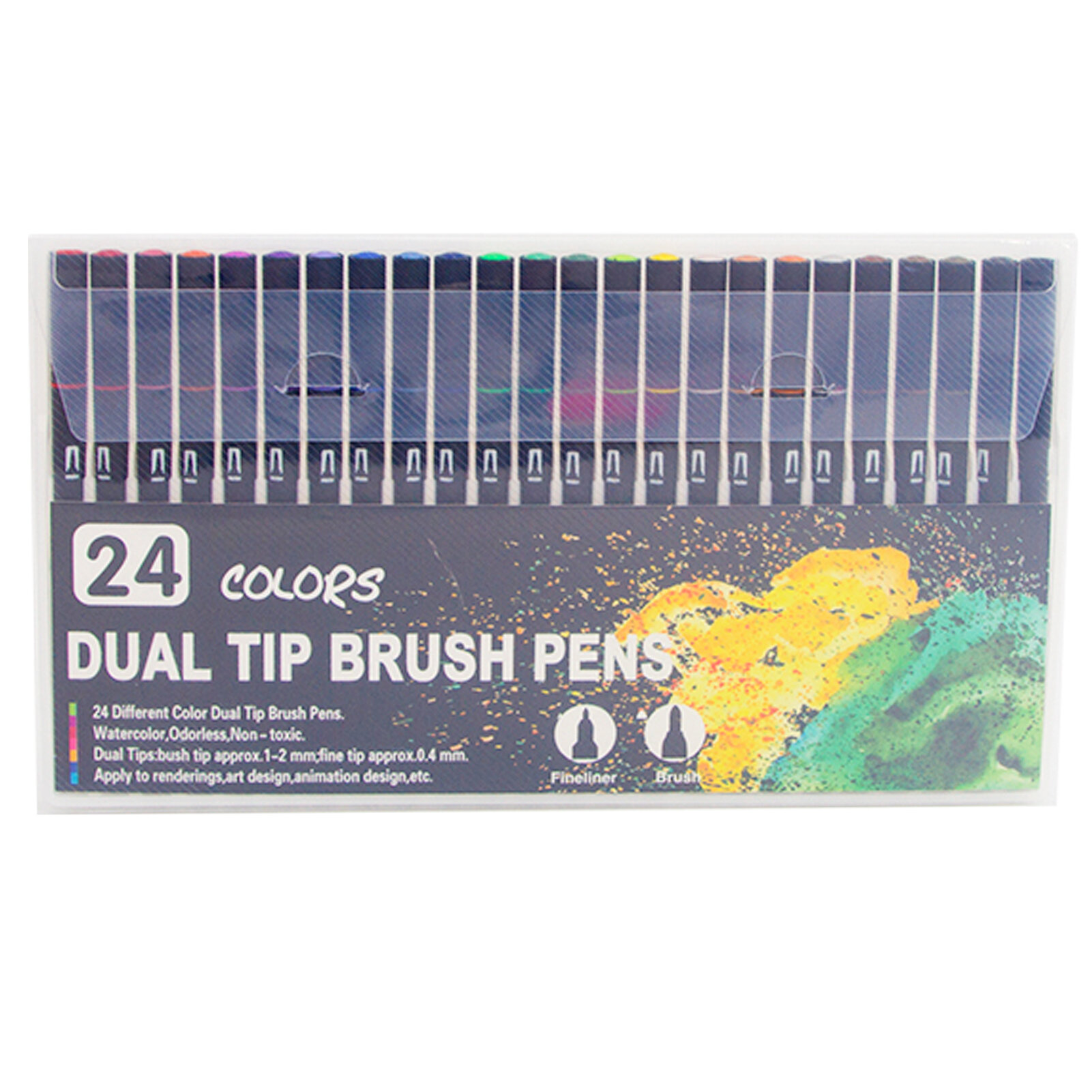 24 Colors Dual Tip Brush Pens Fineliner & Brush Tip Art Markers Colored Pens Brush Tip(1-2mm) Fine Tip(0.4mm) для Children Adults Drawing Sketching Coloring Journaling Calligraphy Hand Lettering Writing Office School Art Supplies