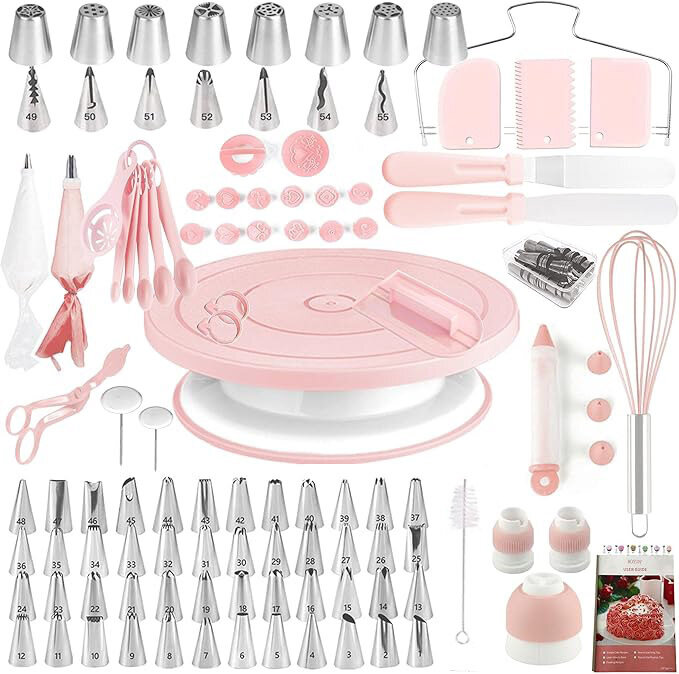 Набор для украшения тортов Amazon, 137 предметов, вращающаяся подставка, домашние инструменты, базовый поднос, вращающийся набор
