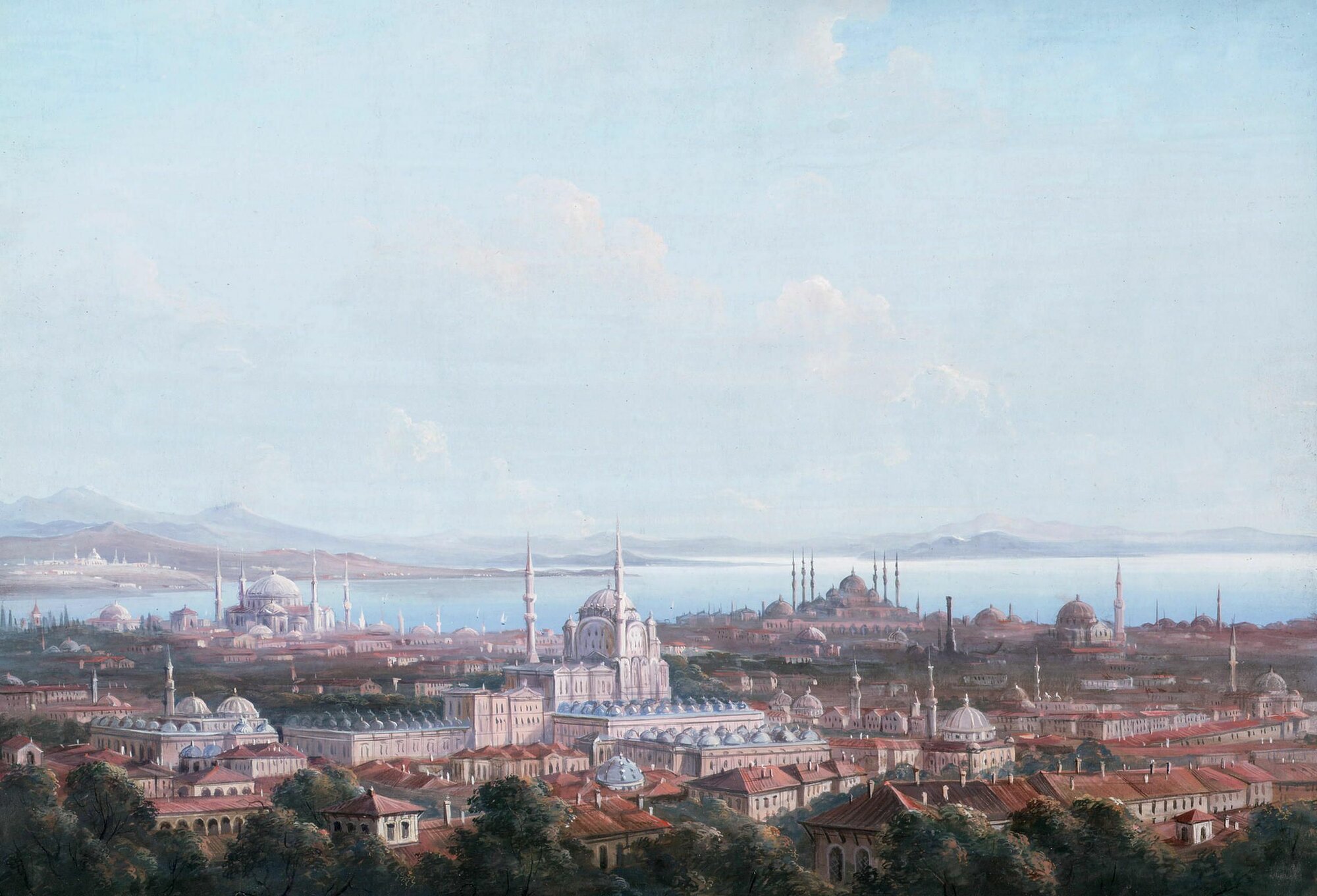 Картина Карло Боссоли Обширный вид Константинополя 80х54 см