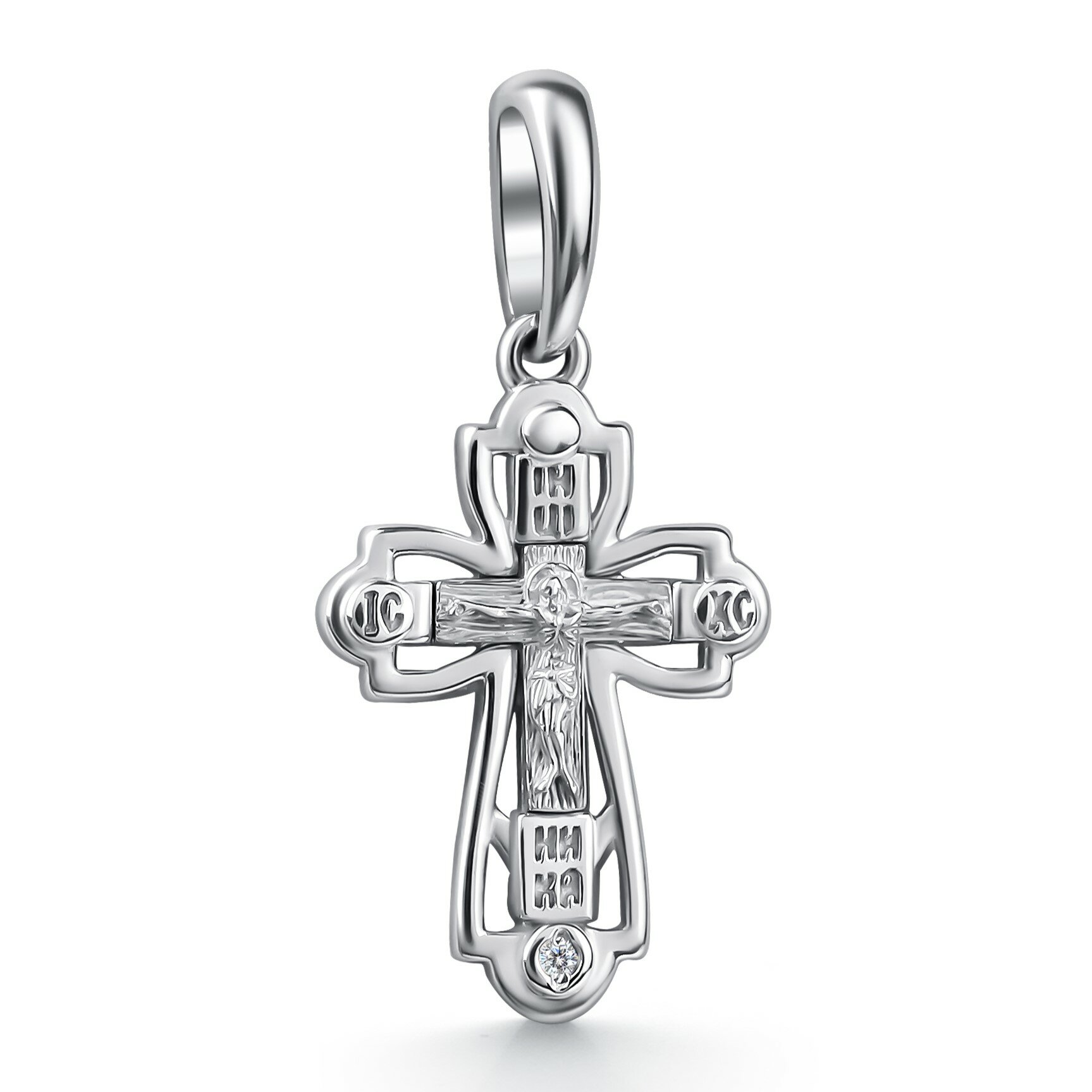 Крестик, серебро, 925 проба, бриллиант