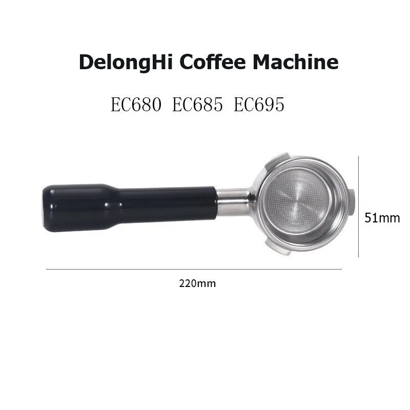 Бездонный портафильтр 51 мм для Delonghi Dedica EC680 EC685 EC695 3 Ears-ABS
