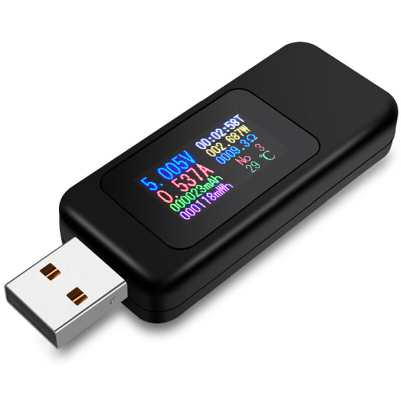 USB цифровой дисплей вольтметр измеритель постоянного тока детектор зарядки мобильного телефона измеритель мощности многофункциональный измеритель-черный