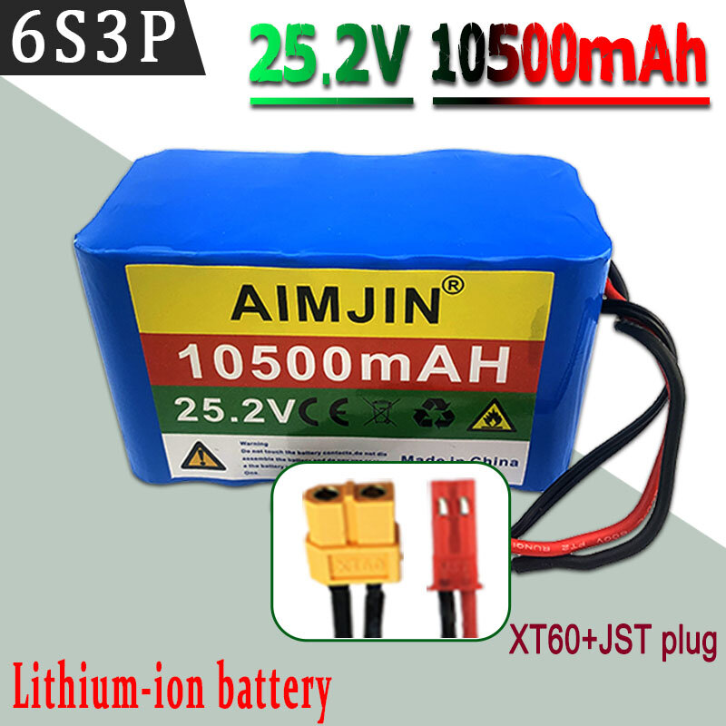 Новый аккумулятор 24 В 10,5 Ач 6S3P 18650, Литиевая батарея 25,2 В 10500 мАч, электрический / литий-ионный аккумулятор