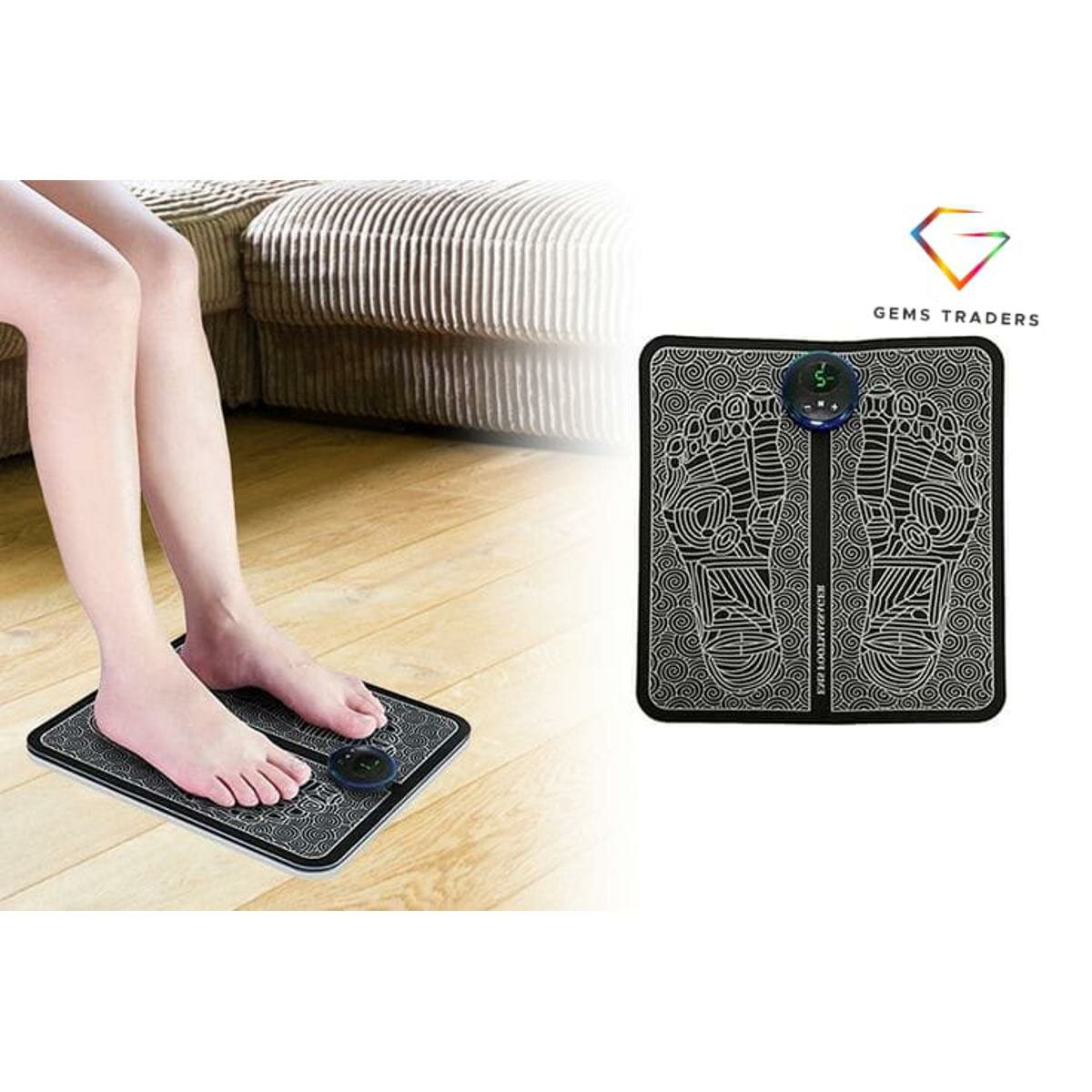 GEMS TRADERS EMS Массажный коврик для ног, перезаряжаемый массажер для мышечной стимуляции ног, акупрессурный коврик для дома, офиса, путешествий, 8 режимов, 19 уровней