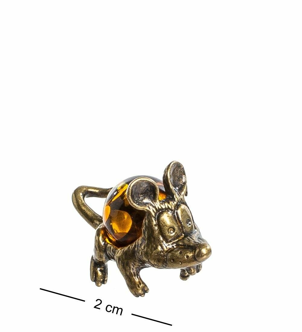 Фигурка кошельковая Мышь-ушастик (латунь, янтарь) A2087927 Народные промыслы, бронзовый