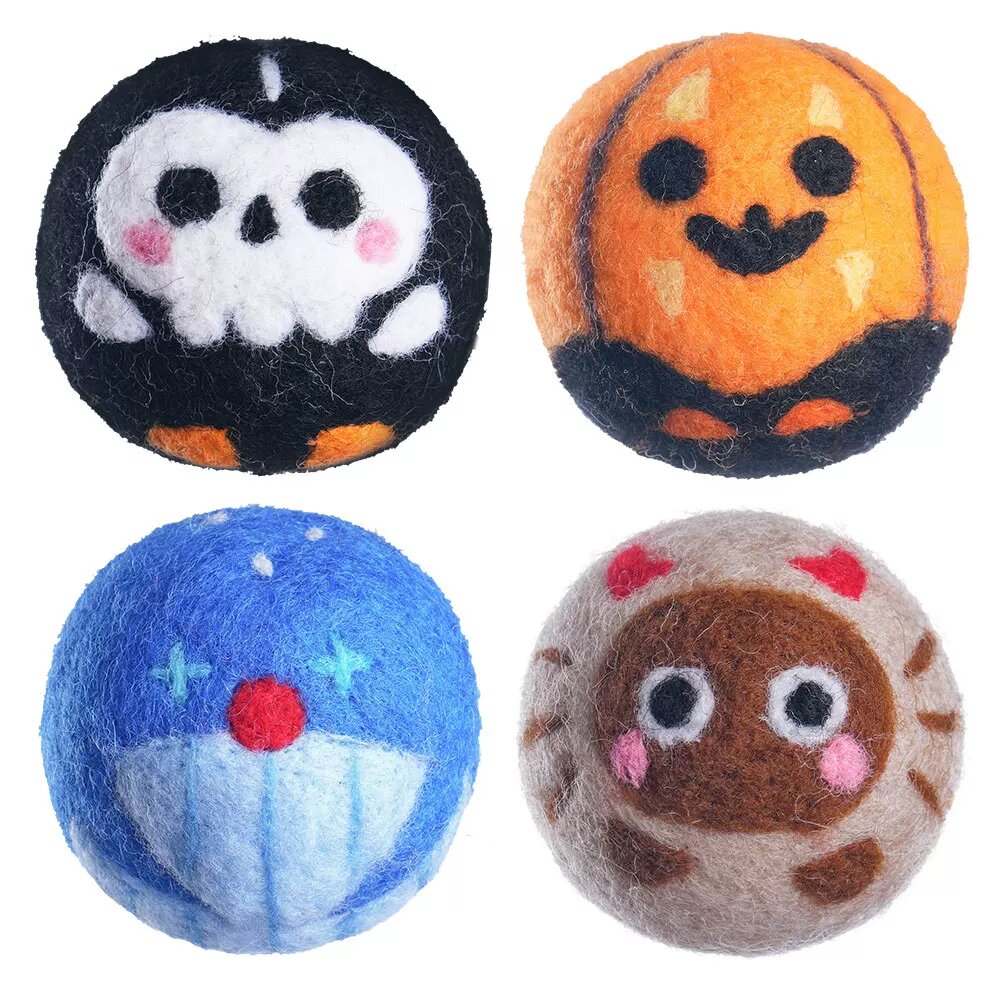 FURRYBUM Halloween Edition Ручная игрушка из шерсти для кошек - Тихий интерактивный шар-охотник для домашних кошек,
