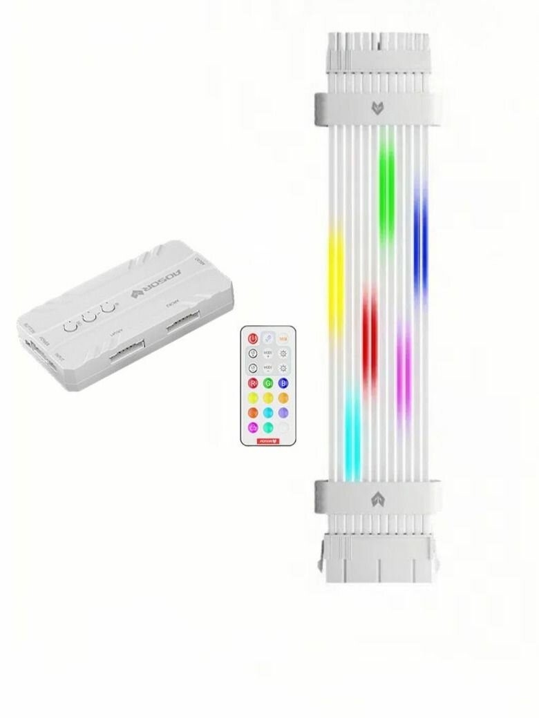 COOLMOON ARGB SYNC-Лента с метеоритным эффектом для видеокарт 40-серии (16-pin 12VHPWR) и материнских плат 24-pin. Длинная разъёмная шина, совместимая с GPU 2x8-pin/3x8-pin