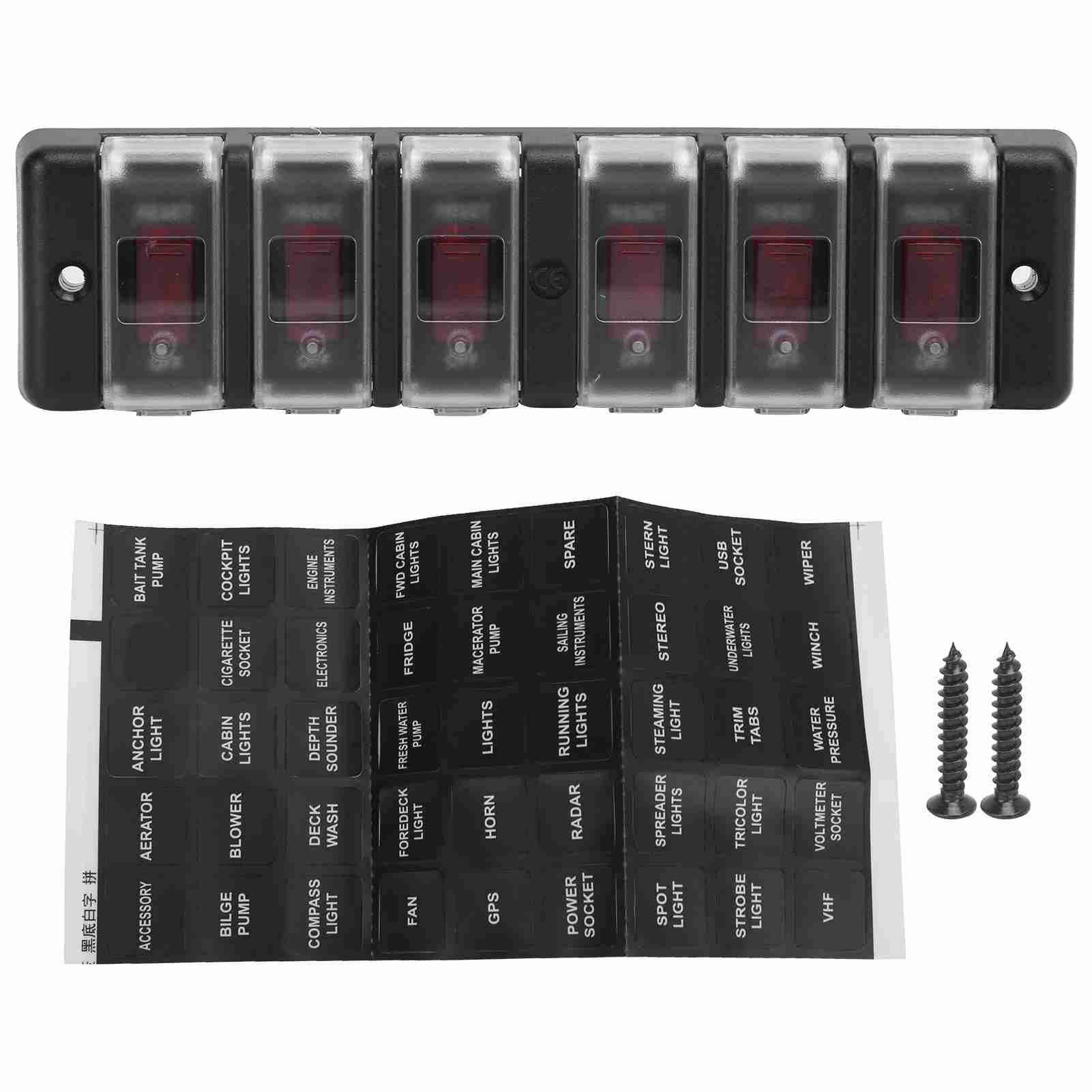 Панель переключателей 16A 6 ганг с защитой для авто, лодок, внедорожников