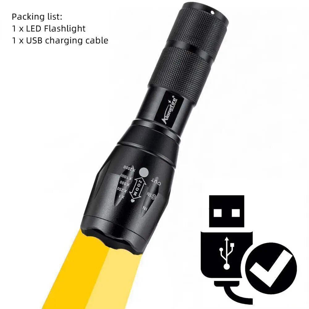 AloneFire E17 Фонарик USB Черный 10 Вт