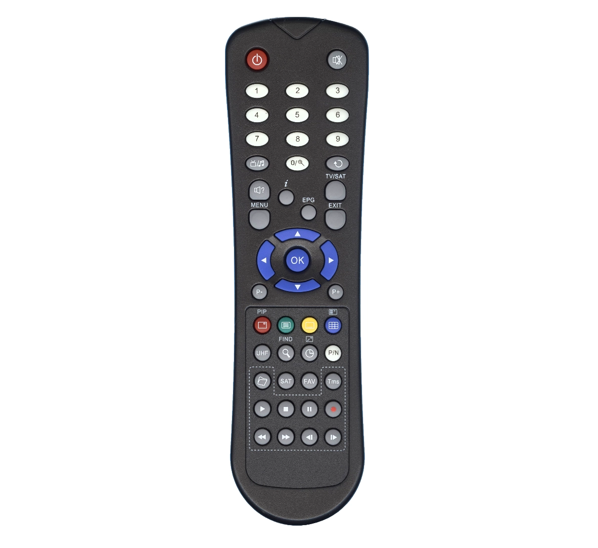 Пульт Huayu S2026 (HDX403P), для ресивера, Galaxy Innovations (Gi), Телекарта, цвет чёрный, ИК-сигнал