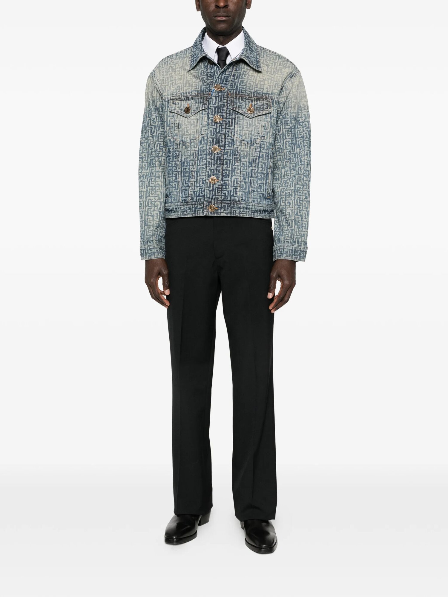 Куртка BALMAIN Monogram denim jacket, размер 50, синий — фото 1