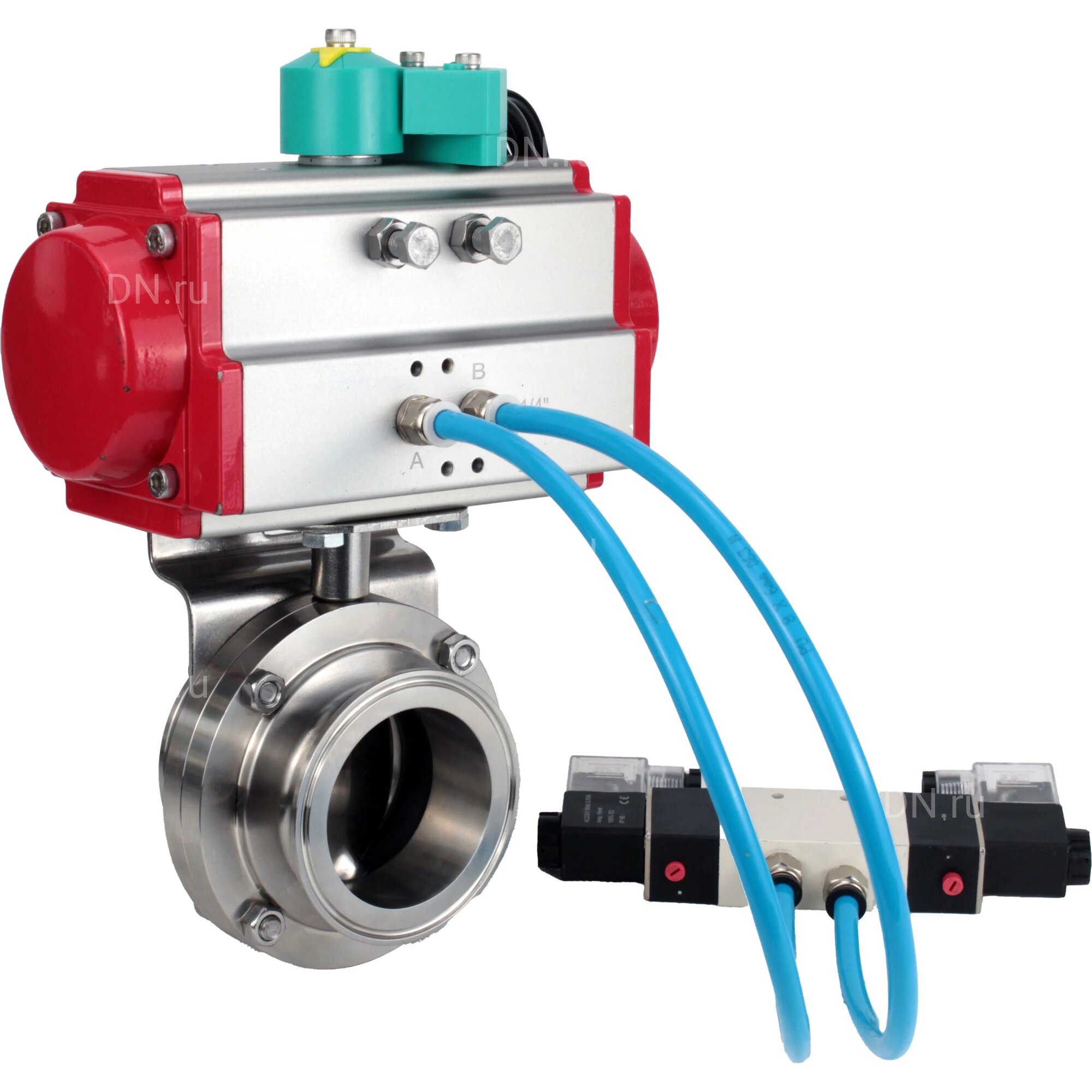 Затвор DN.ru 304-304-Sil-2W-C-H Ду32 Ру10, с пн. прив. DA-052, пн. распред. PND1-T10-220VAC и МППП-200