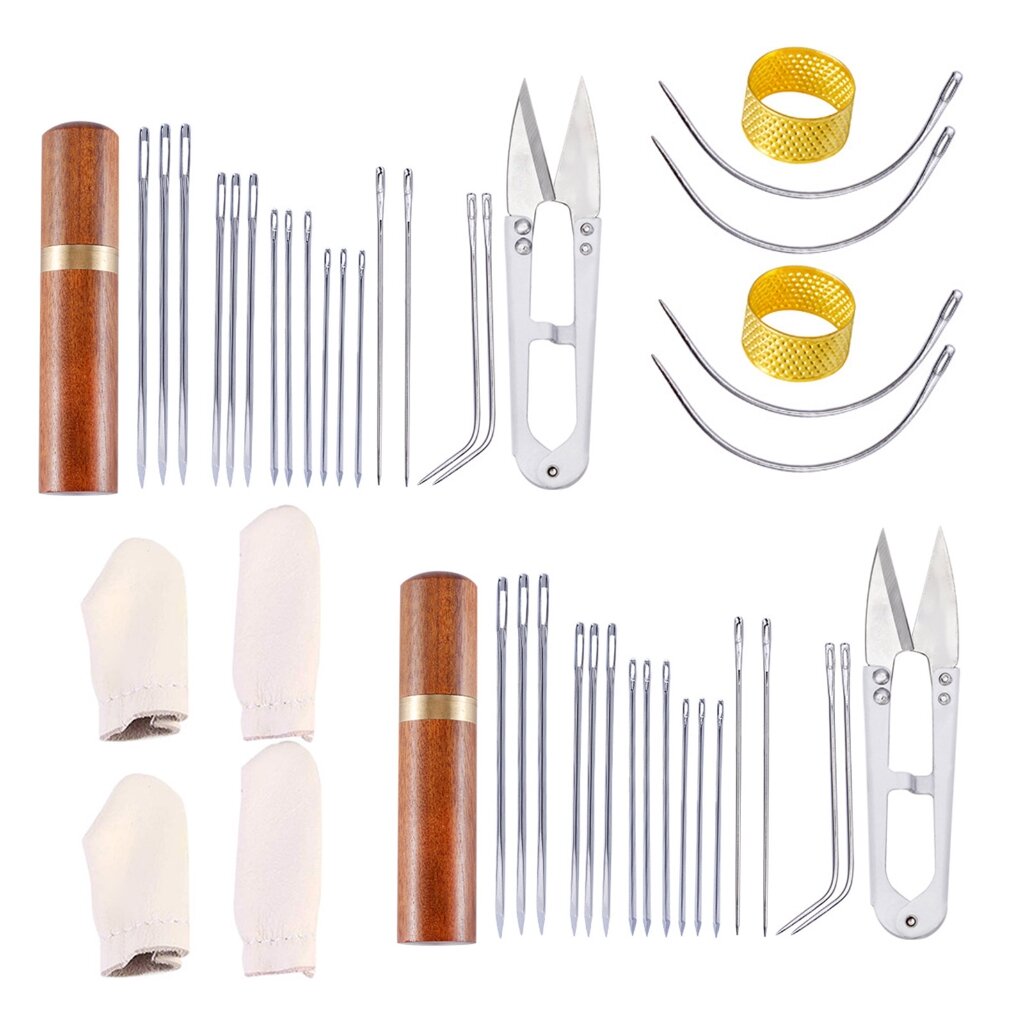 2 Комплекта Швейной Иглы Большая Игла С Ушком Набор Игл Для Ручного Шитья Изогнутая Игла Наперсток Пряжа Вязальная Игла Игла Для Шитья