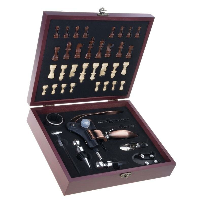 Набор для вина: штопор, колпачки, стоппер, дозатор, Красный бронзовый кролик он