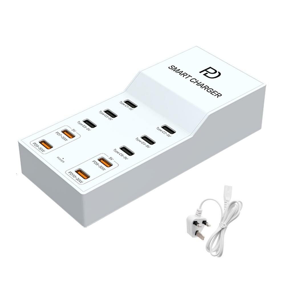 10-портовая док-станция Type-C 72 Вт с быстрой зарядкой PD30 Вт, UK