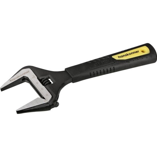 Ключ разводной Hanskonner 150 мм, усиленные тонкие губки, обрезиненная рукоятка, HK1045-11-150