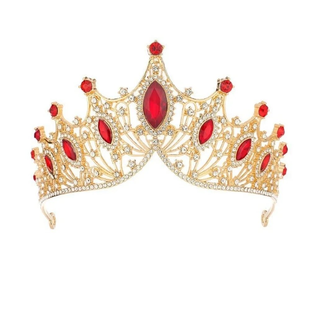Корона Gold-Red с кристаллами, винтажный сплав