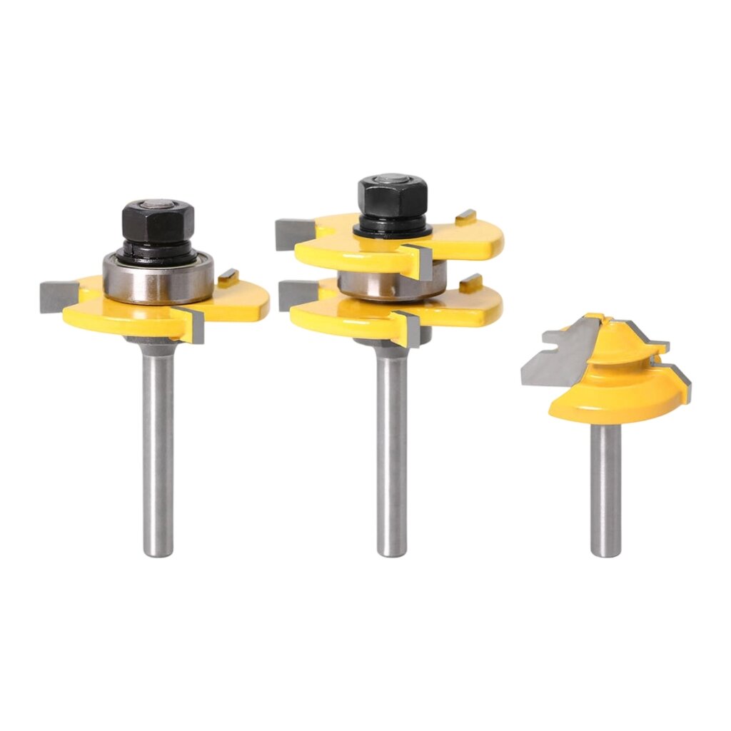 Набор Фрезерных Долот с Ласточкиным Хвостом Из 3 частей Для 45-Градусных Соединений, Т-Образные Фрезы С Совместимым Хвостовиком 1/4 и 6 мм