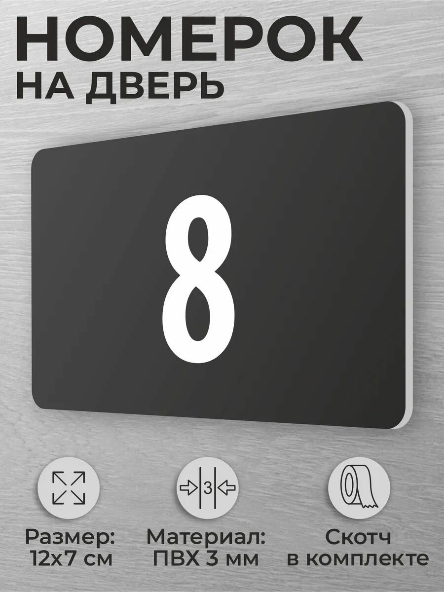 Номер на дверь 8 номерок на дверь офиса, квартиры