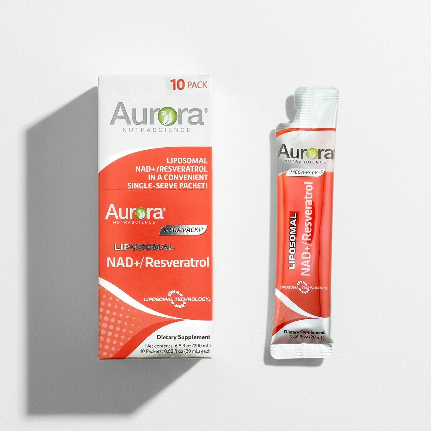 Aurora Nutrascience, Липосомальный над+ c ресвератролом, NAD+/Resveratrol, 10 пакетиков по 20 мл