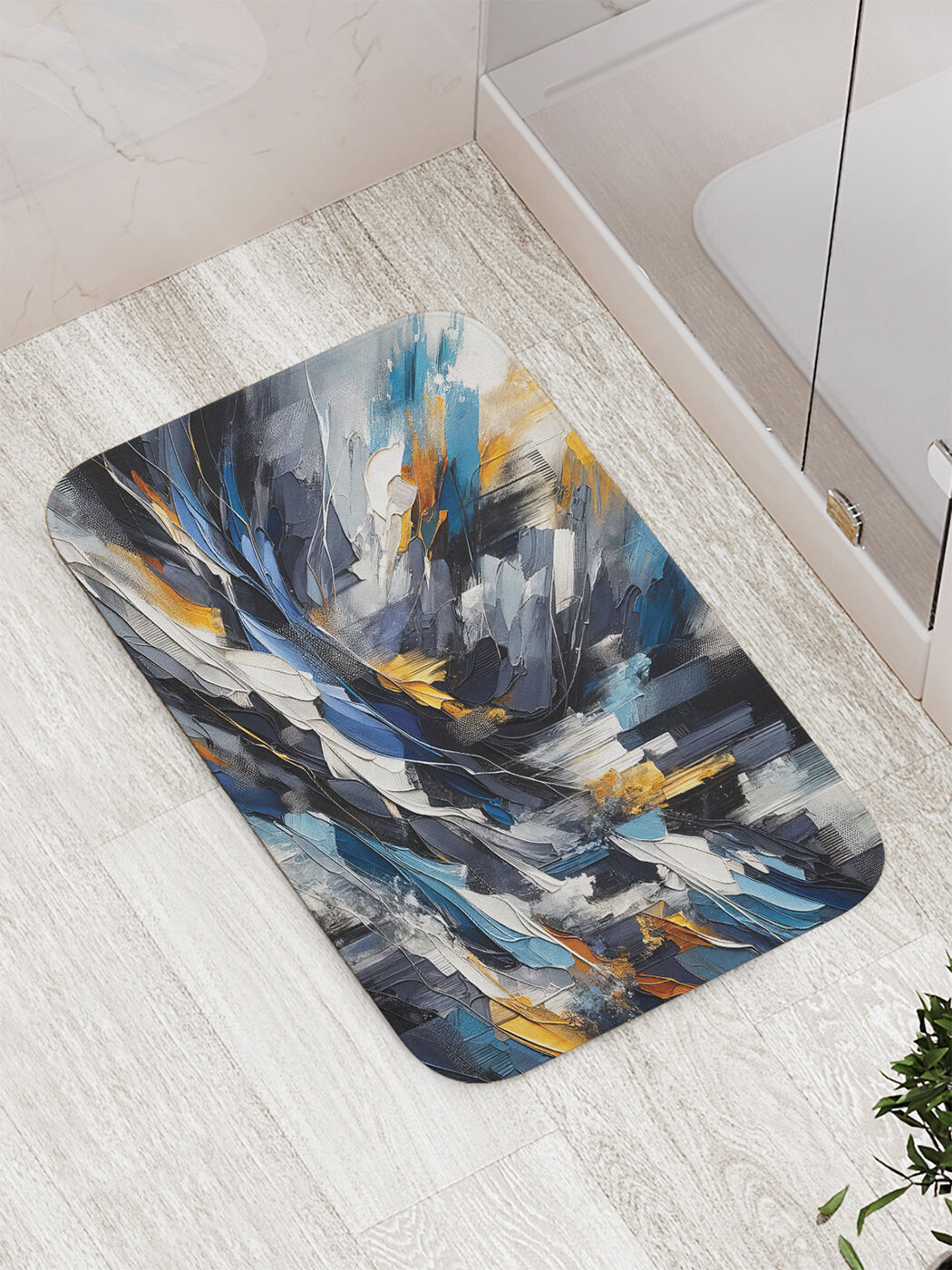Коврик для ванной комнаты, туалета "Акварель кистью" противоскользящий, 52х77 см, JoyArty