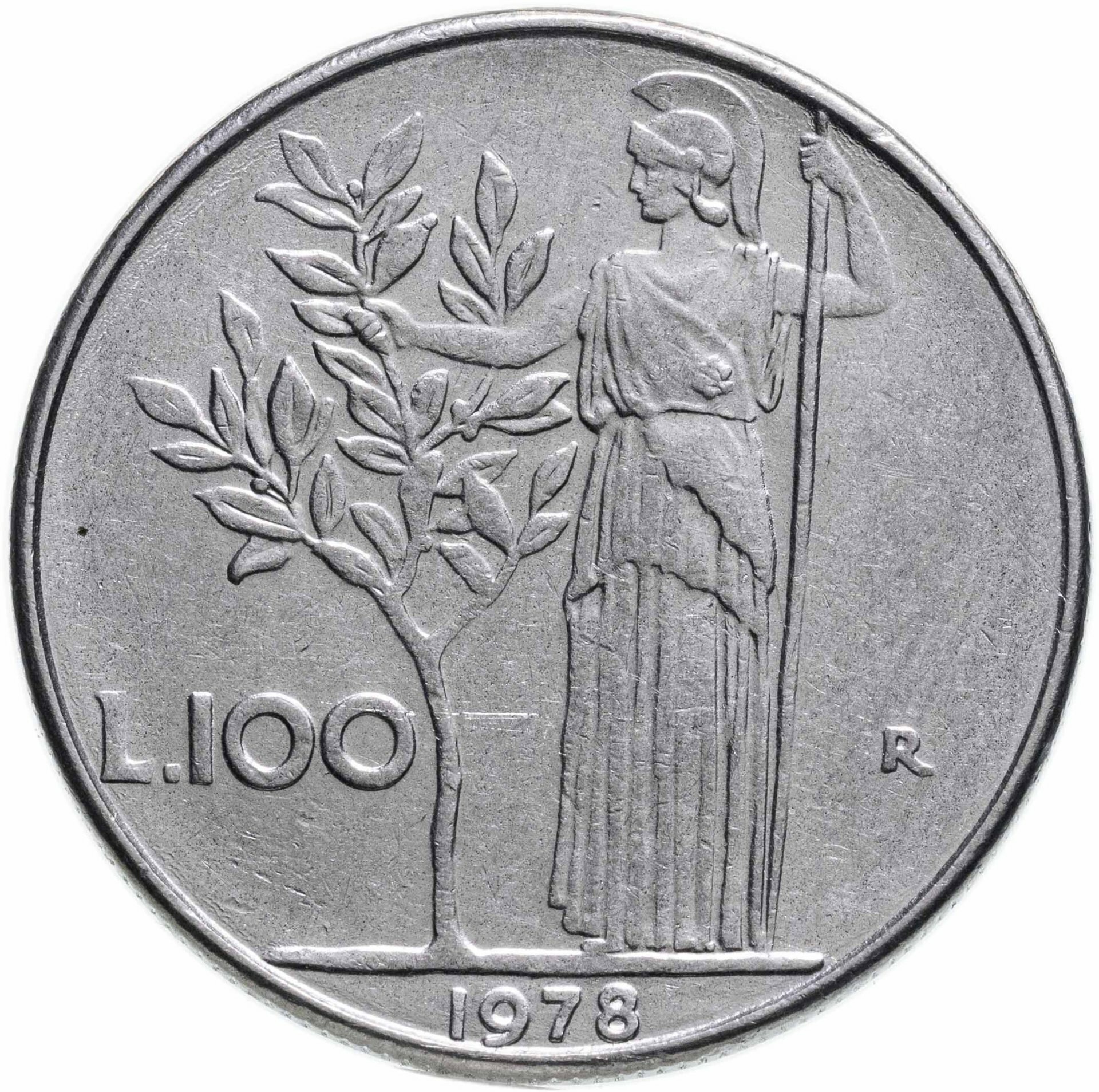 Италия 100 лир 1978, Сталь, в сохранности XF