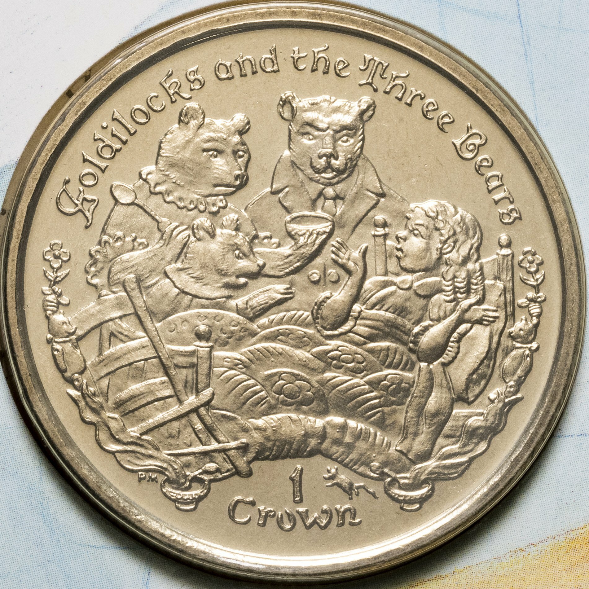 Остров Мэн 1 крона 2006 "Сказка три медведя", Мельхиор медь-никель, в сохранности UNC