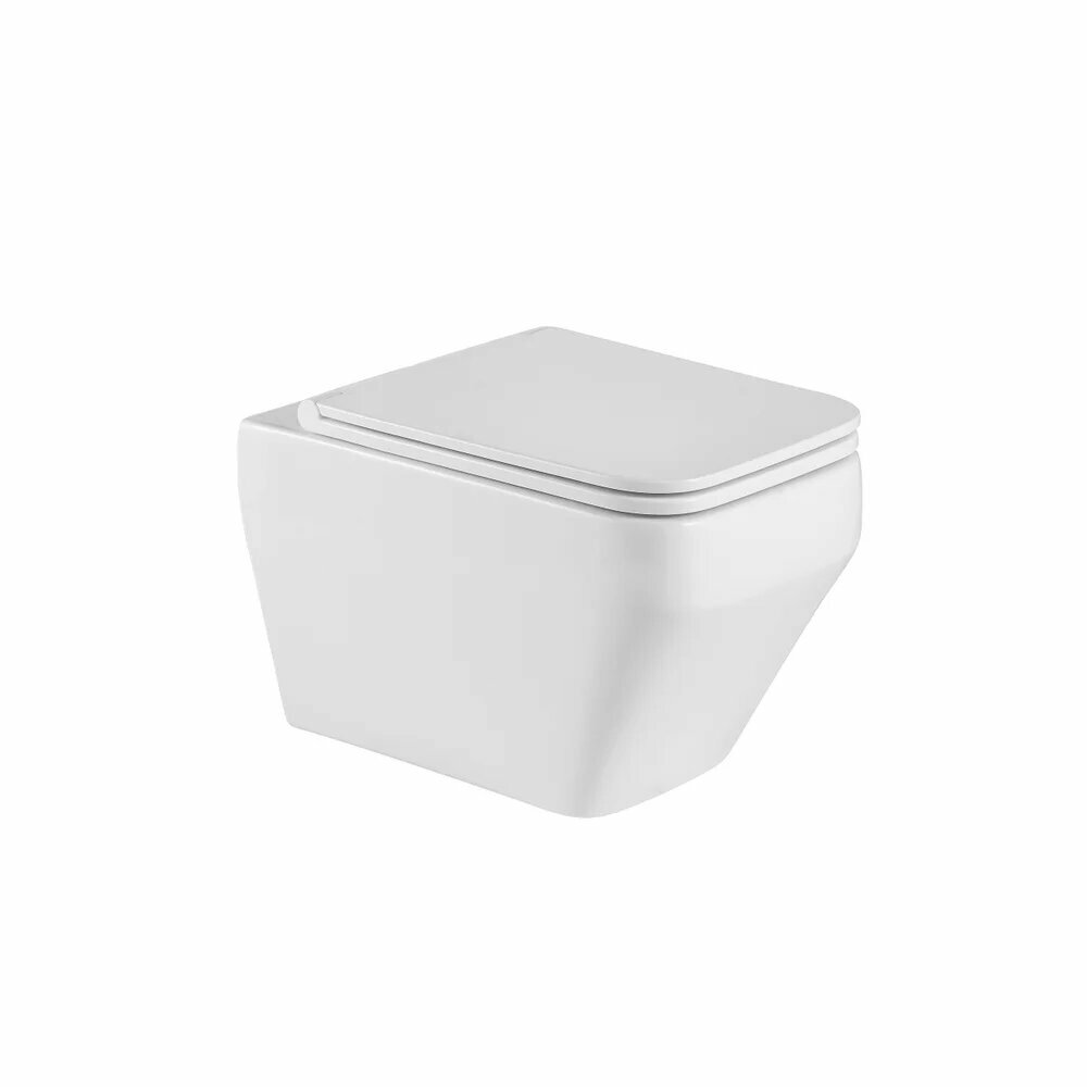 Унитаз подвесной Grossman GR-4410SQ с микролифтом, безободковый, без бачка, антивсплеск, фаянсовый, белый, глянцевый, прямоугольный, сиденье для унитаза в комплекте