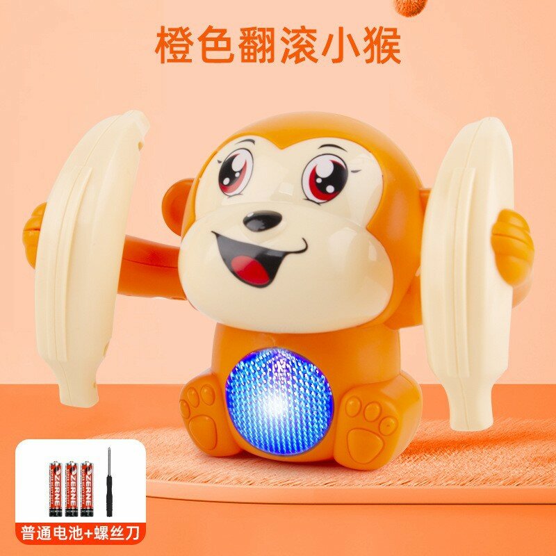 Звуковое управление, светодиодная подсветка, Baby Rolling Monkey для малышей - оранжевый, с батареей, упражнения на