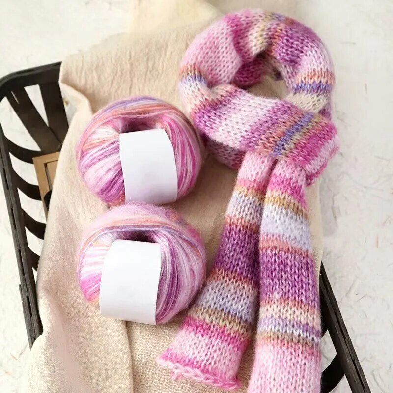 Градиентная Длинная плюшевая кашемировая мохеровая пряжа 50г, 20% мохер, 80% акрил для вязания