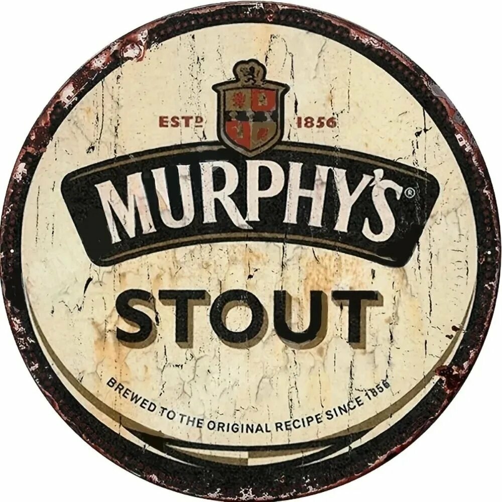 Декоративная табличка Murphy's Stout Винтажная круглая алюминиевая табличка - Декор для паба, бара, мужской берлоги 180.0g