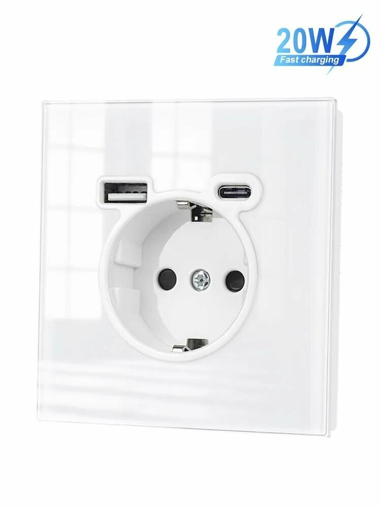 Розетка l, встраиваемая розетка с USB и Type-C, скрытой установки, горизонтальная