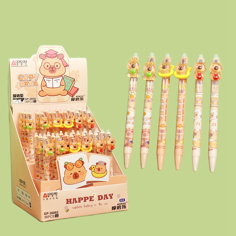 36 упаковок коробочных ручек с гелевой стираемой пастой для студентов, карандашные стираемые ручки, кристально синий угольный черный 0.5 мм