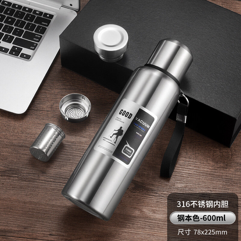 Открытый дорожный термогоршок большой емкости Мужская и Женская Удобная цельностальная спортивная чашка для воды из