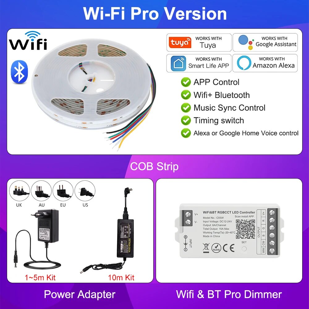 Cooleeon RGB CCT лента 3м (9.84FT) Tuya Wifi